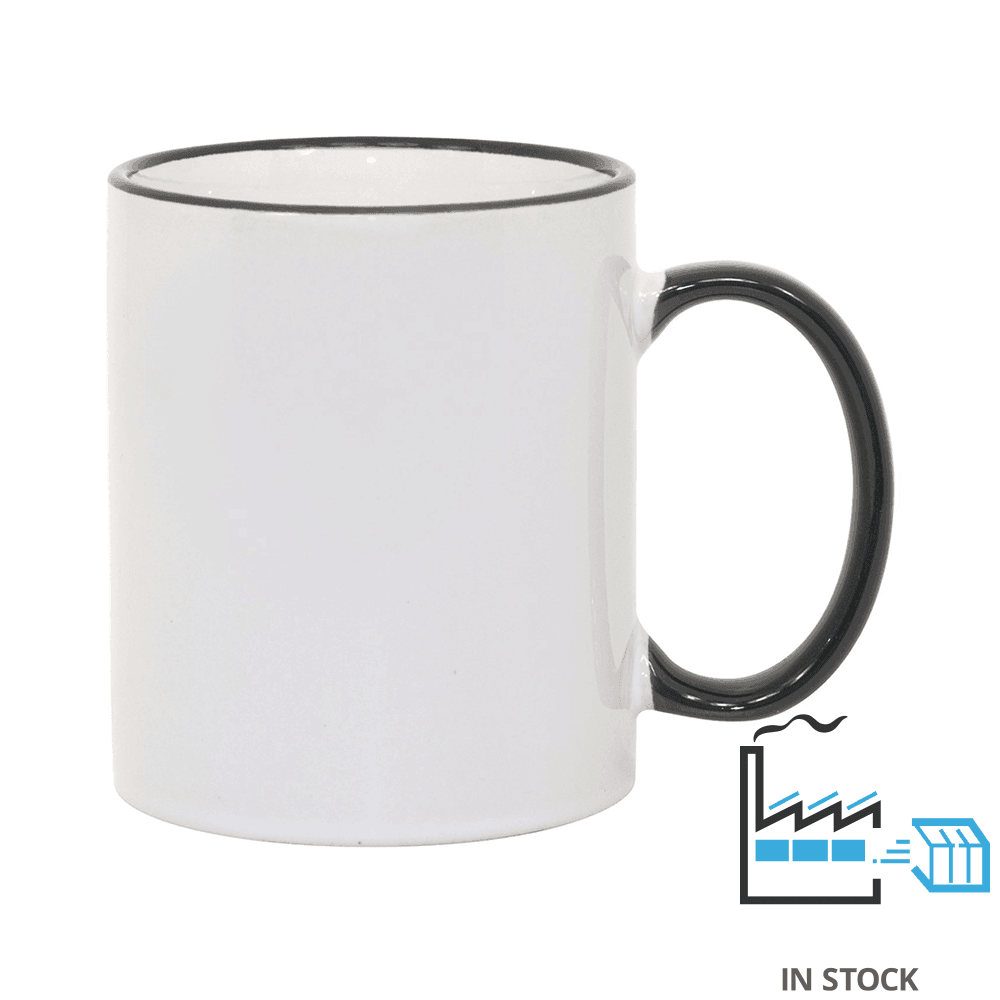 11 oz Rim & Handle Colored Mug - Black – Blank Sublimation Mugs