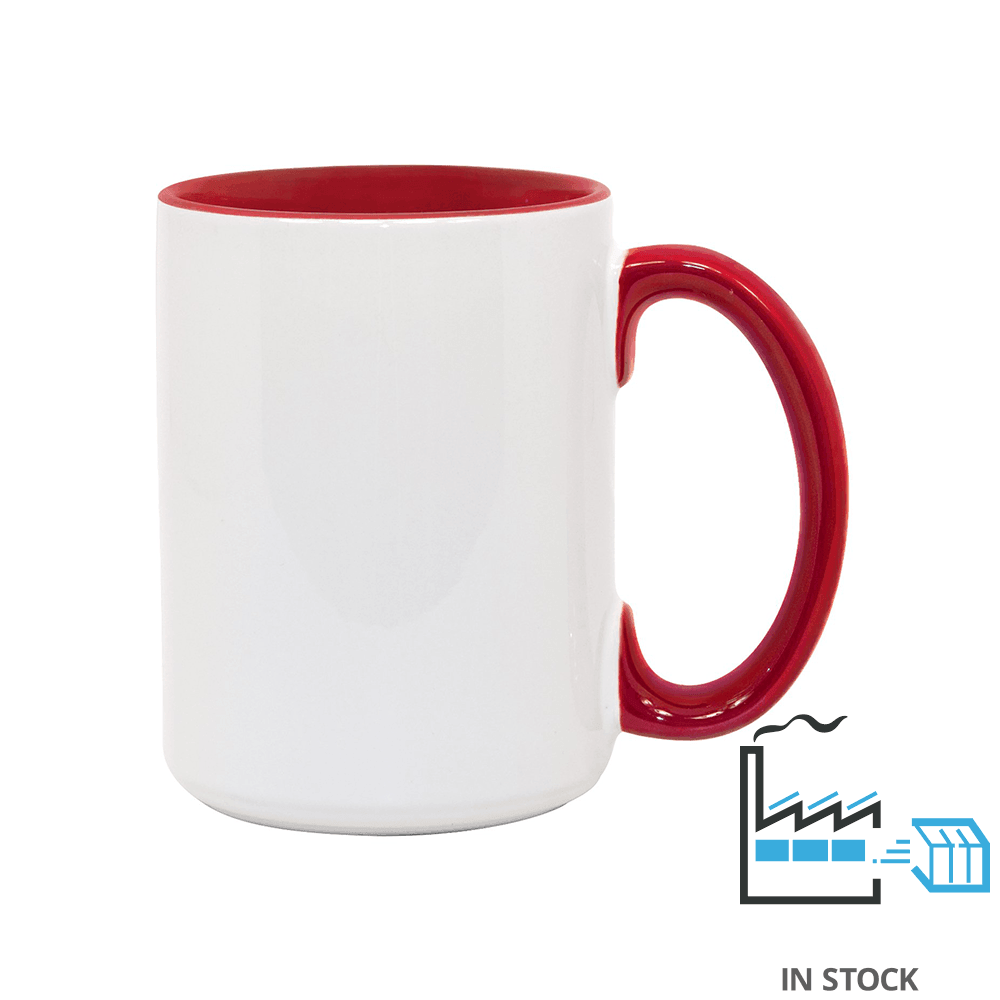 15 oz Inner & Handle Colored Mug - Red – Blank Sublimation Mugs