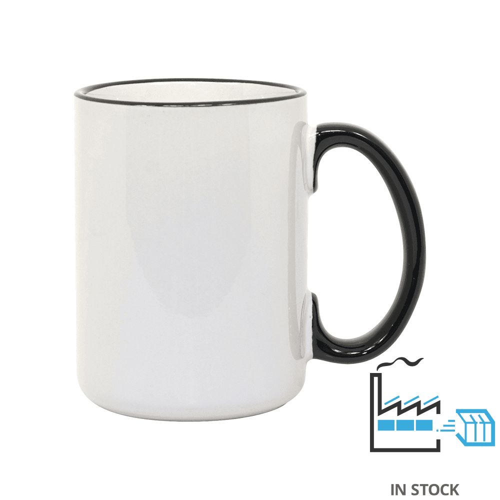 15 oz Rim & Handle Colored Mug - Black – Blank Sublimation Mugs