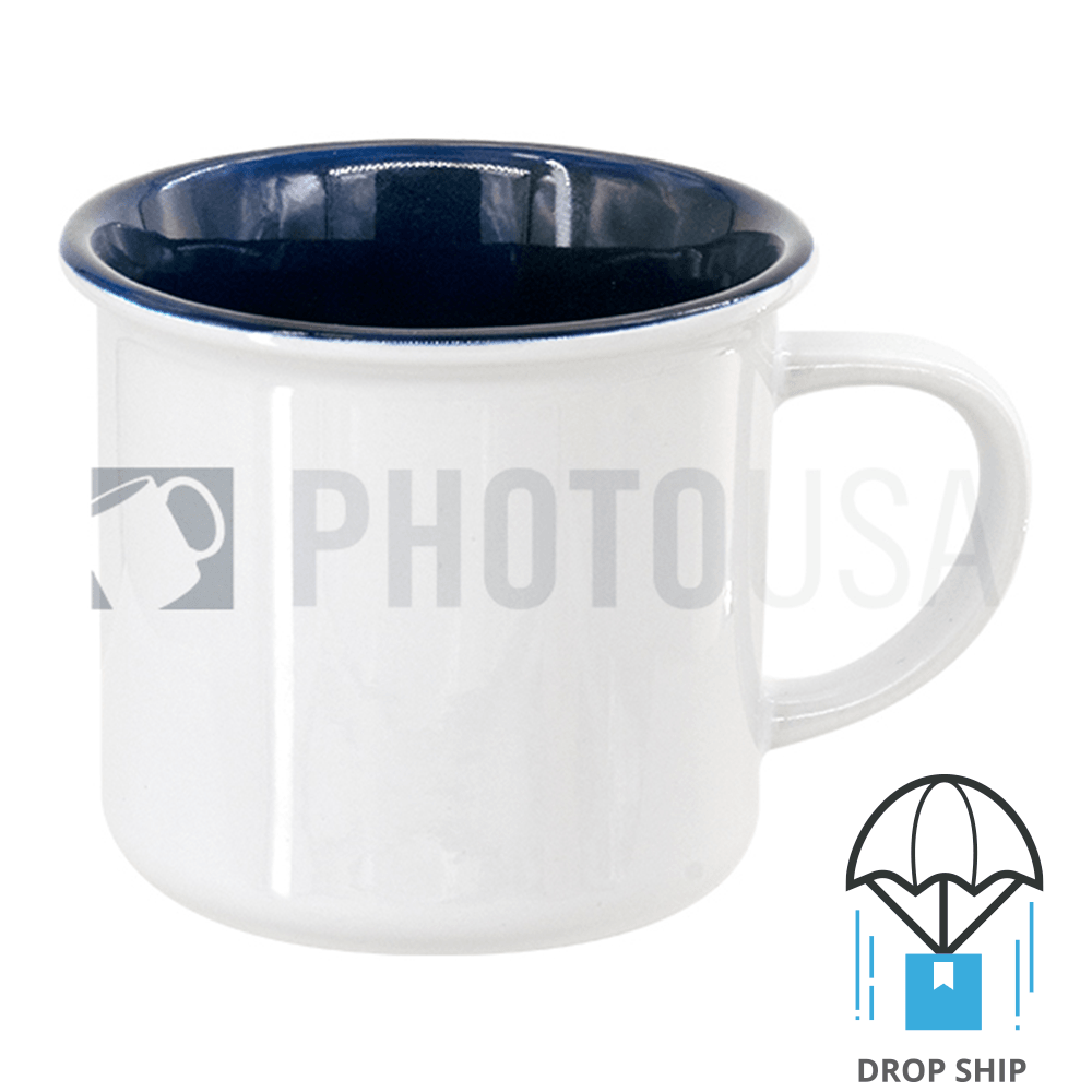 8oz Inner Color Ceramic Enamel Cup- Midnight Blue – Blank Sublimation Mugs
